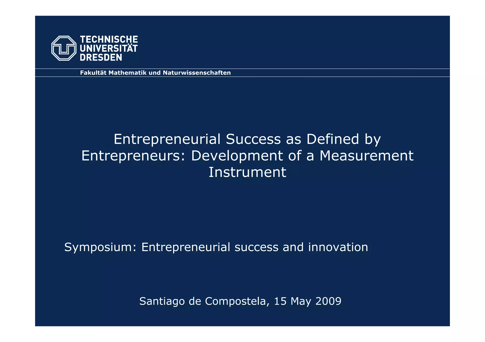 Entreprenuerial Success- Scale Development | PDF