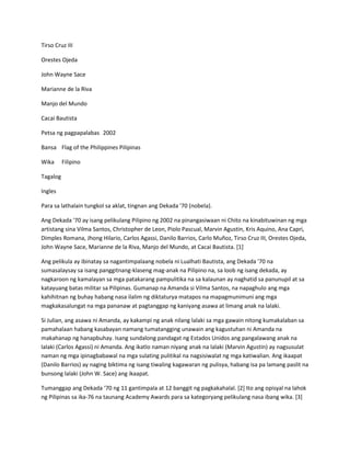 Dekada 70 : Pagsusuri | DOCX