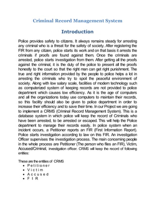 Crime Record Management System (CRMS) | DOCX