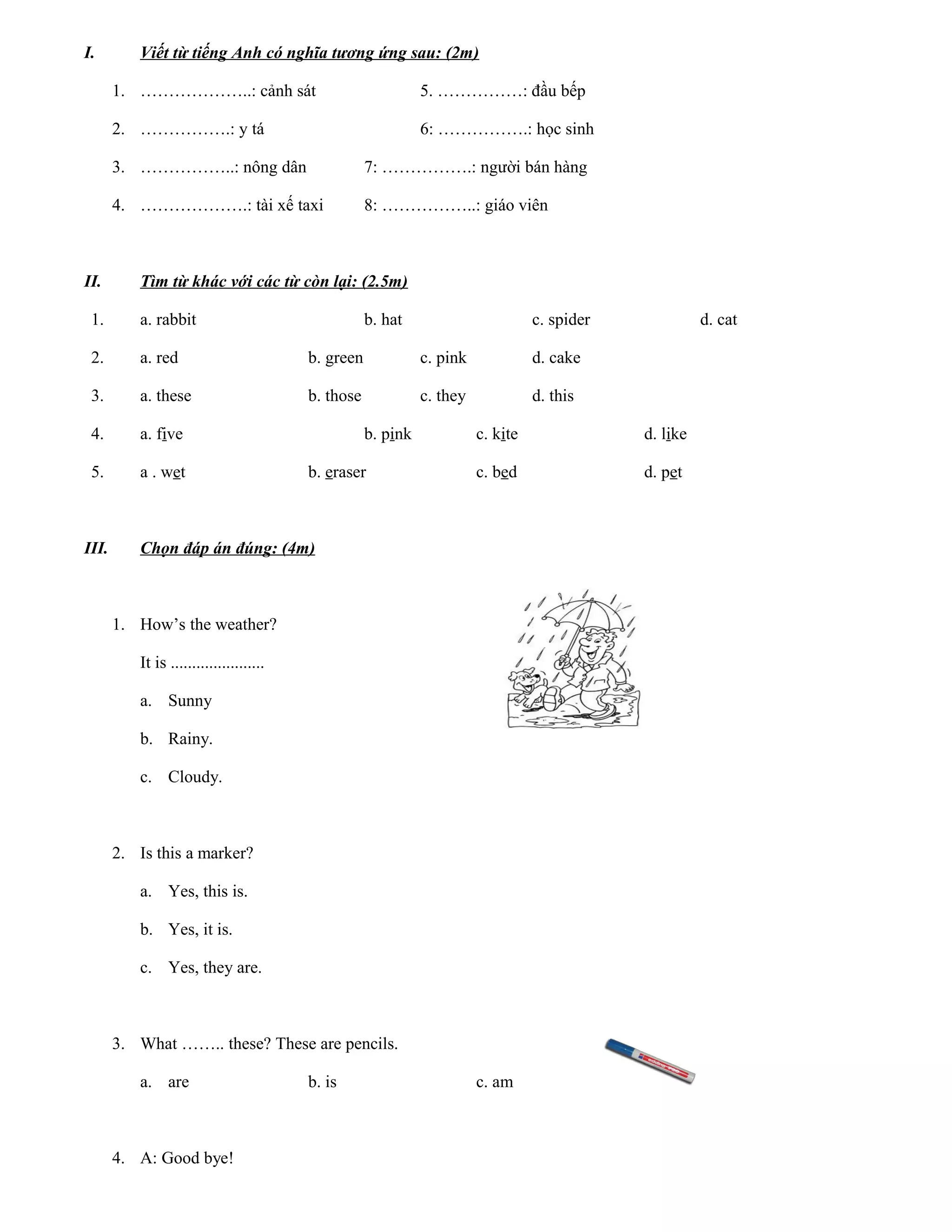 De kiem tra cuoi ki i tieng anh lop 5 | PDF
