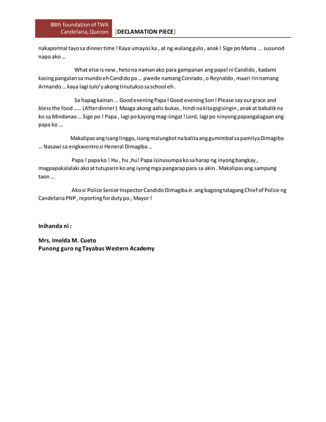 declamation piece | DOCX