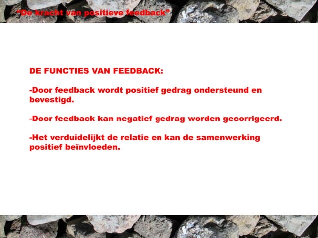 De kracht van positieve feedback | PPT