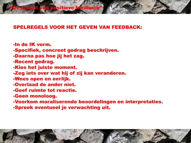 De kracht van positieve feedback | PPT