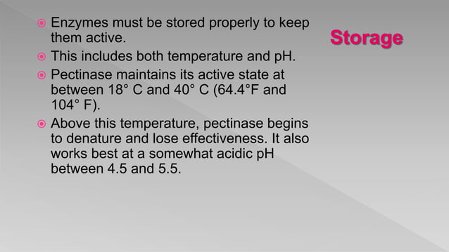 Pectinase enzyme. Characteristics and production | PPTX | Chemistry ...