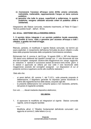 Del. modifiche statuto comunale | PDF