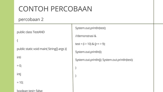 tugas presentasi materi operator pada java | PPT