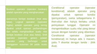 tugas presentasi materi operator pada java | PPT