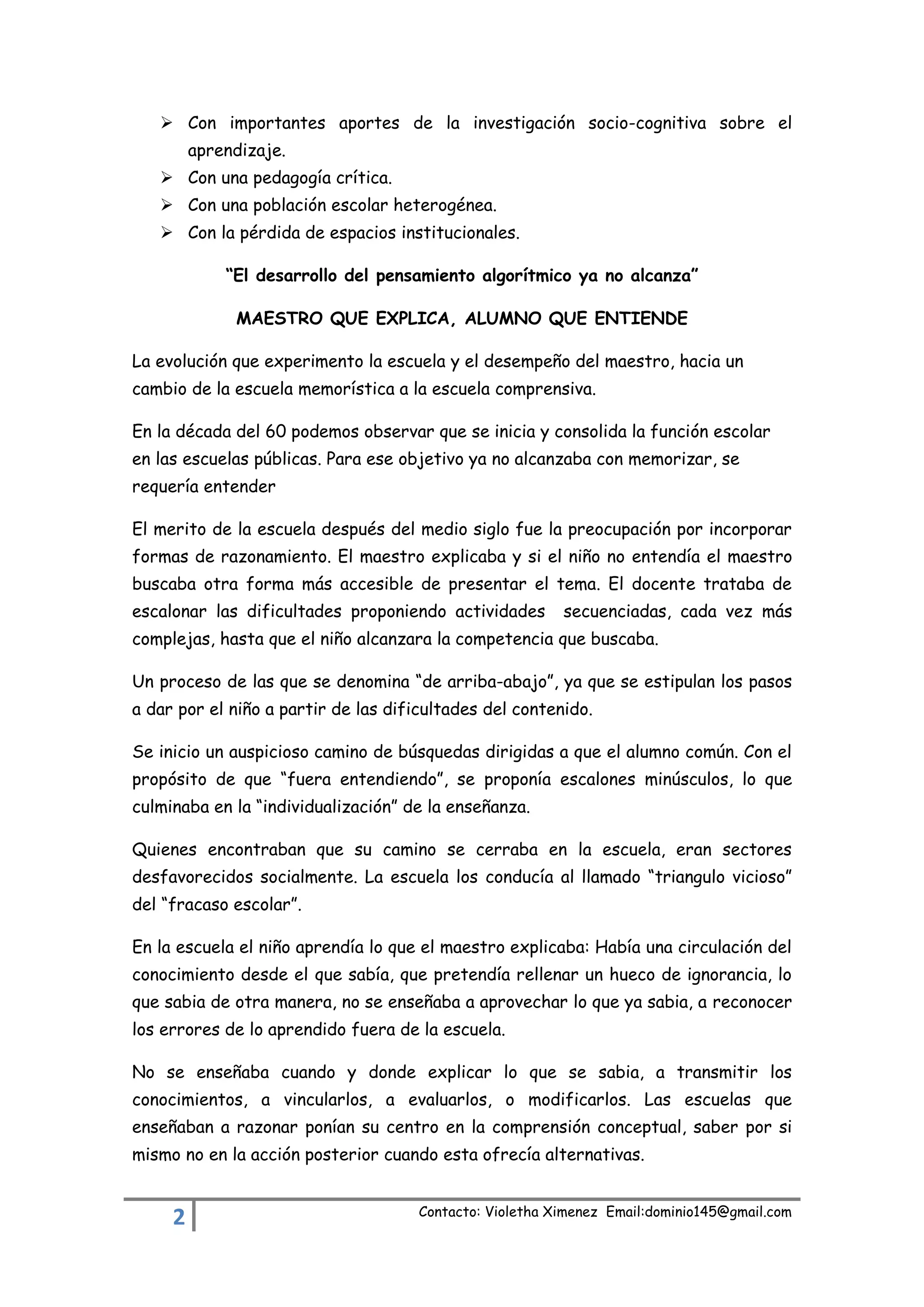 De la escuela de la homogeneidad a la escuela de la diversidad. | DOCX