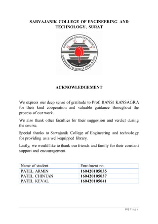 Design engineering report for gtu | DOCX