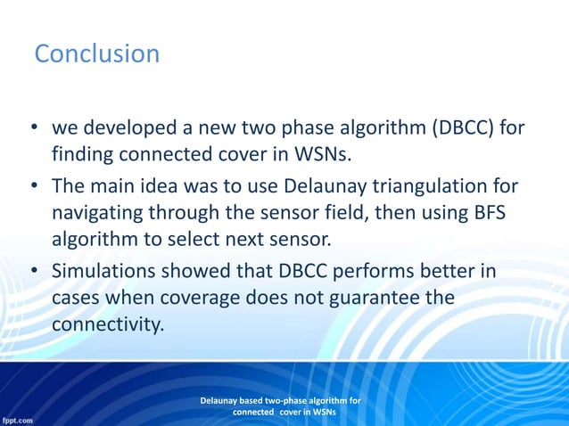 Delaunay based two-phase algorithm for connected cover in WSNs | PPTX | Internet of Things ...