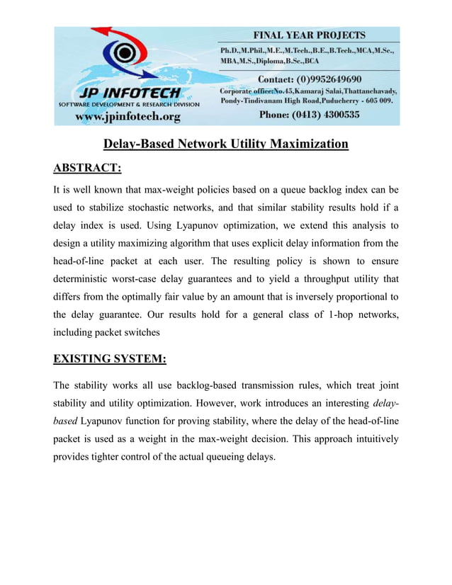 Delay Based Network Utility Maximization Pdf