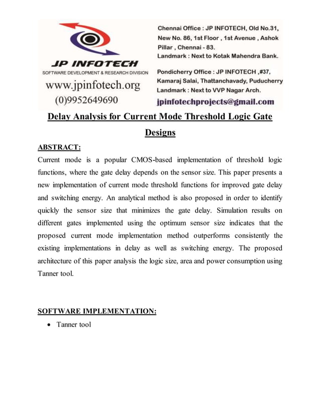 Delay Analysis for Current Mode Threshold Logic Gate Designs | DOCX