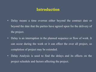 Delay analysis of raw water reservoir and pumping Station | PPTX