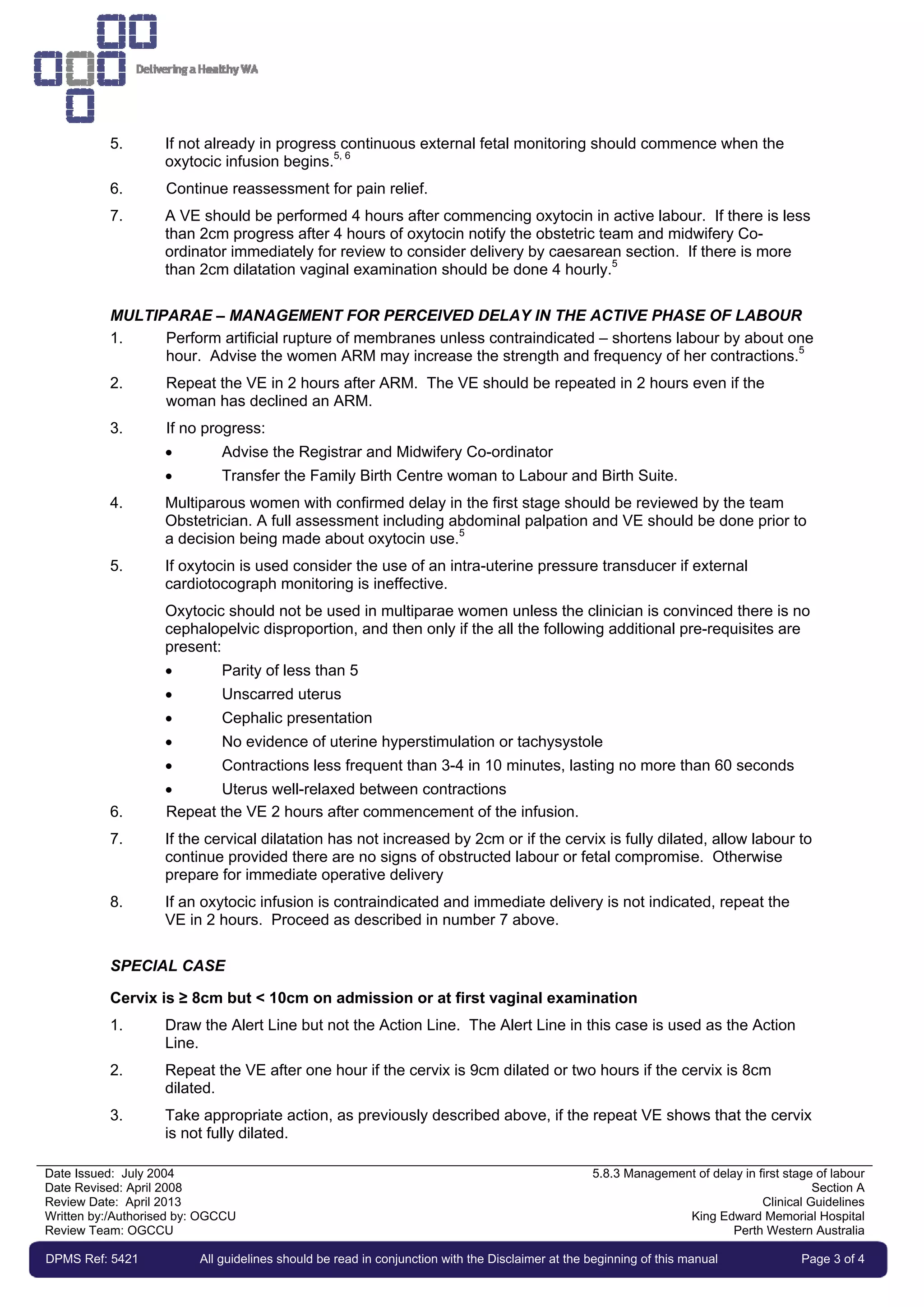 Delayed 1st stage of labour | PDF