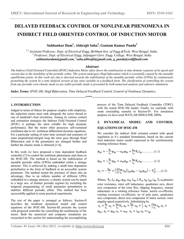 Delayed Feedback Control Of Nonlinear Phenomena In Indirect Field