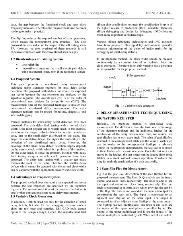Delay measurement technique using signature register for small delay defect detection | PDF