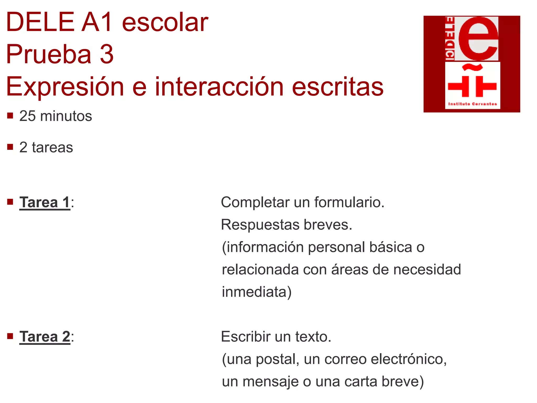 DELE A1 escolar 2016 | PPTX