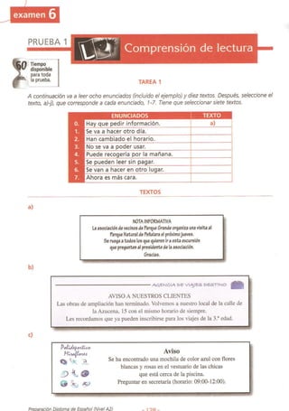 DELE A2 Examen 6 | PDF