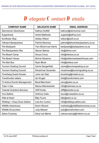 Delegate Contact Details | PPT