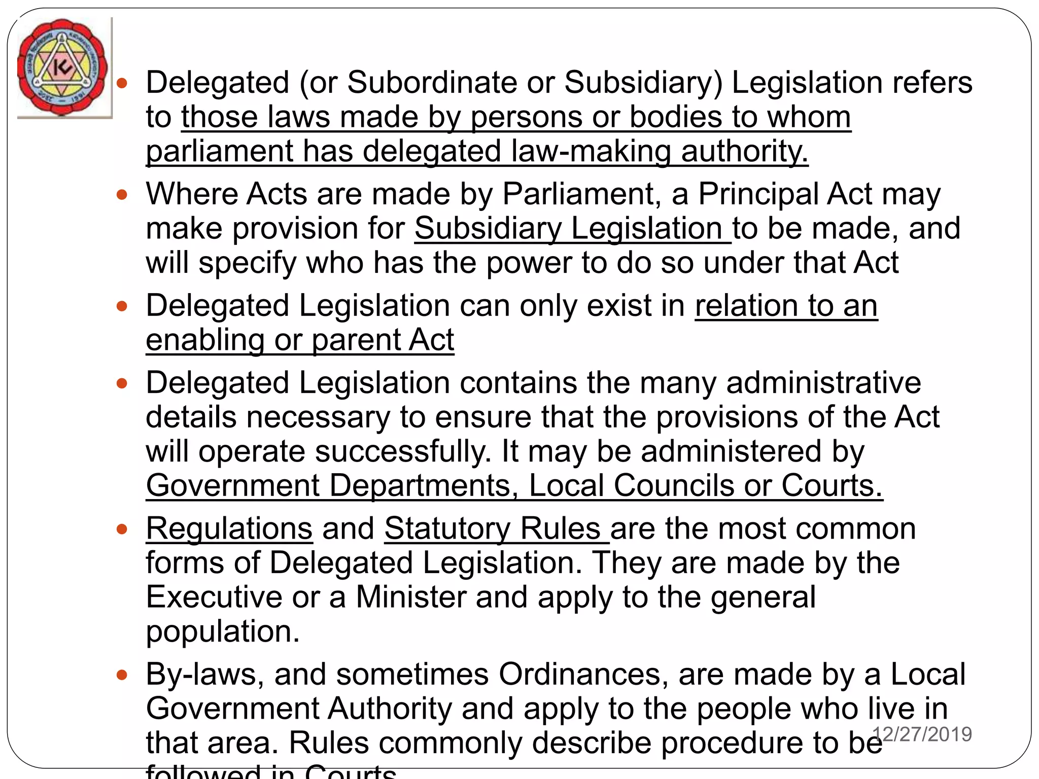 Delegated Legislation | PPTX