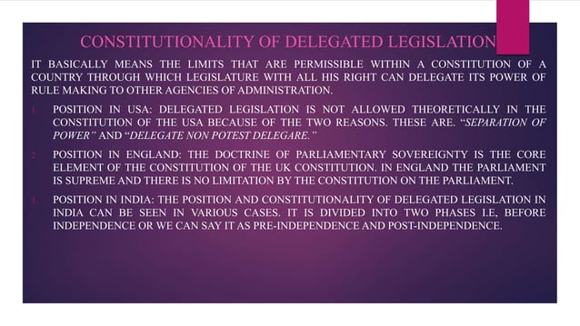 Delegated legislation in india | PPTX