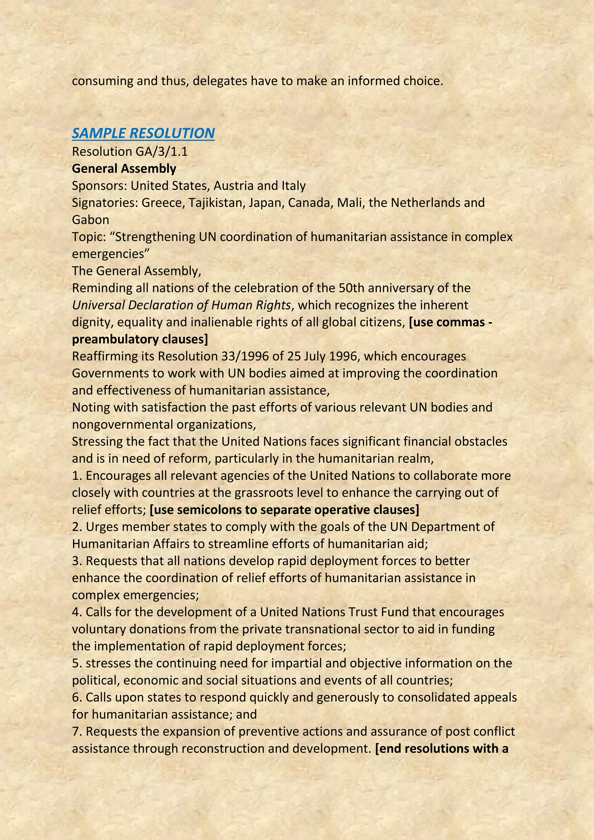 Delegate handbook for mun | PDF