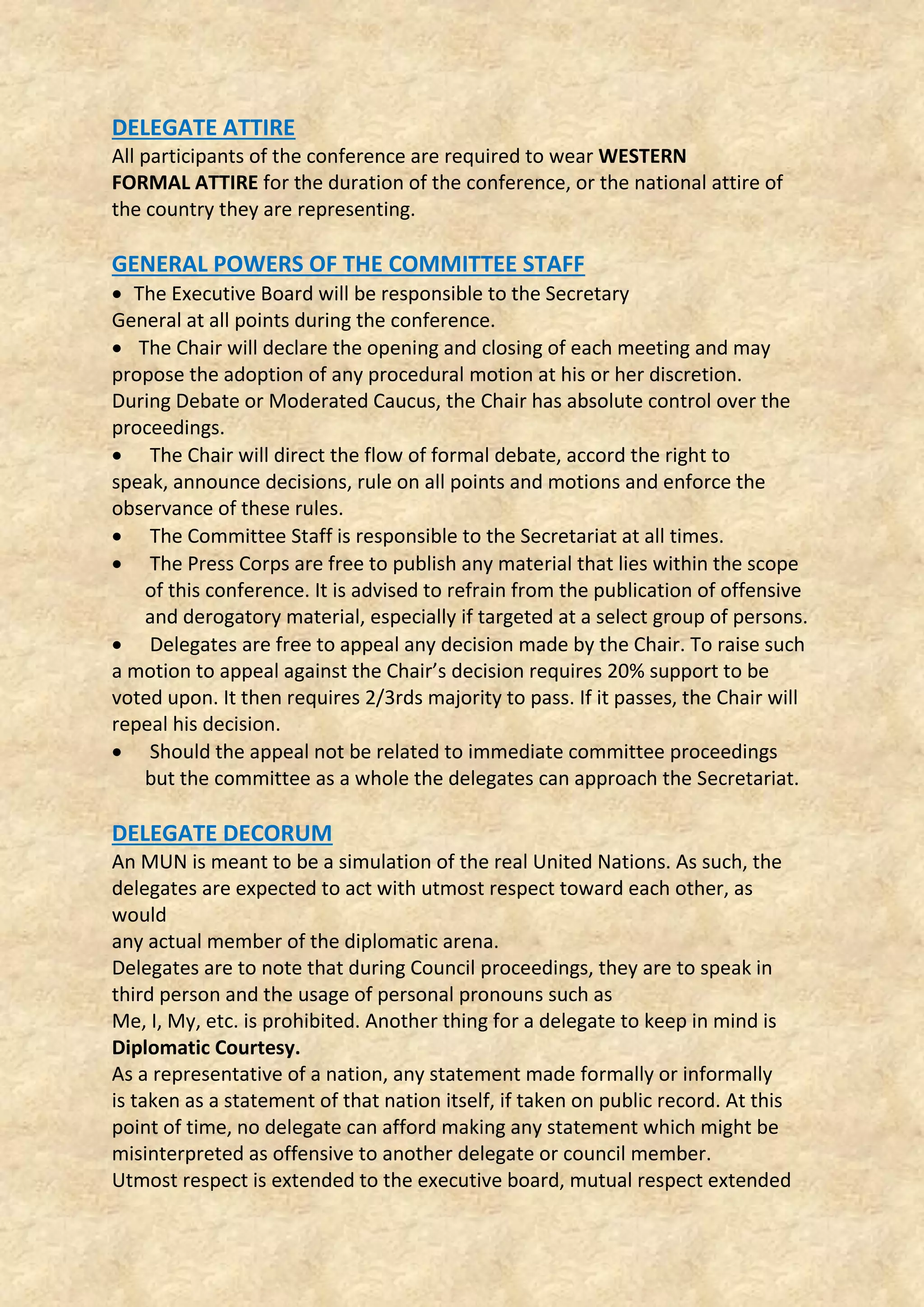 Delegate handbook for mun | PDF