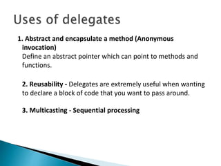 C# Delegates | PPTX | Programming Languages | Computing