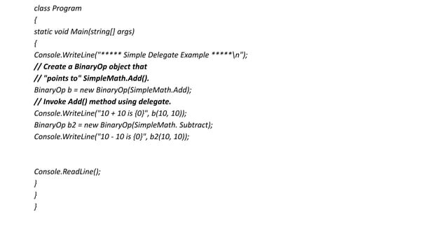 The C# programming laguage delegates notes Delegates.pptx | Programming ...