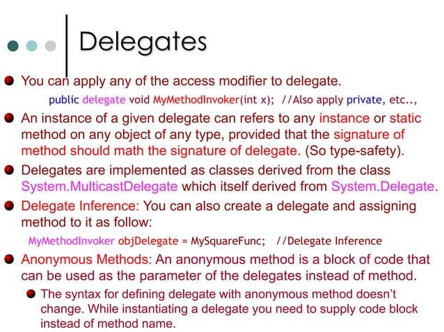 Delegates and events | PPT
