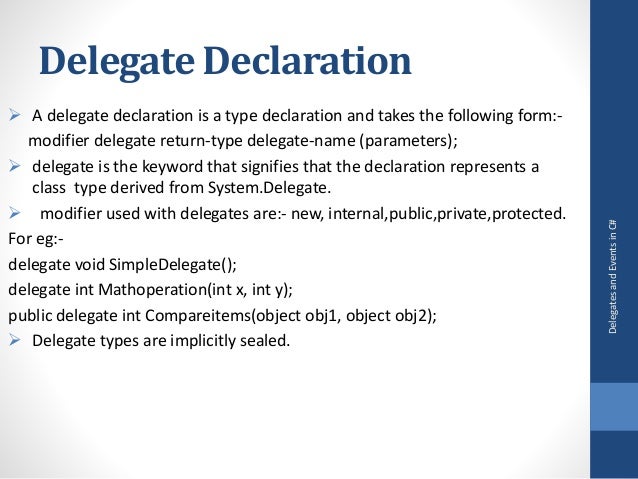 Delegates and events in C#