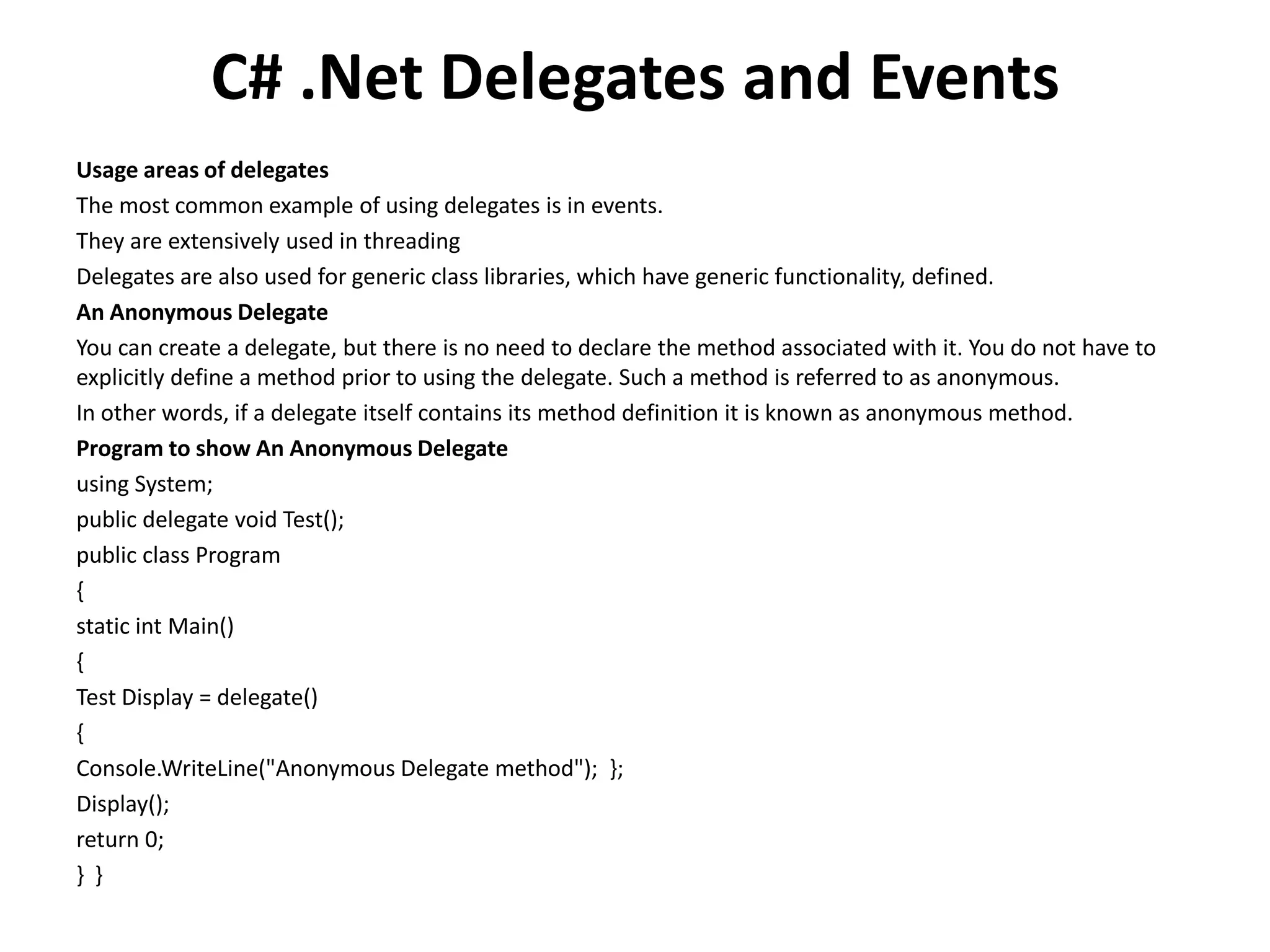 Delegates and events | PPTX