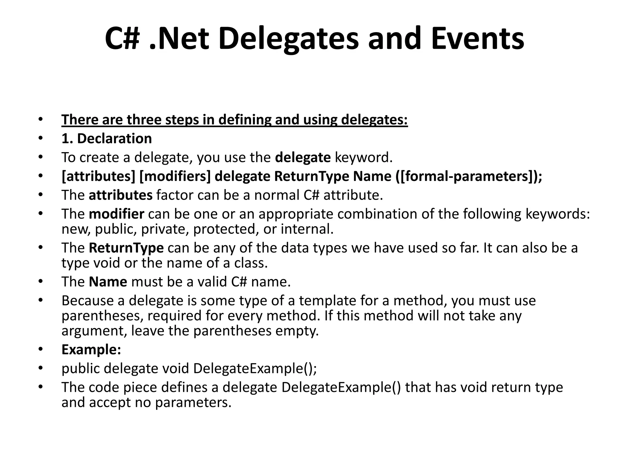 Delegates and events | PPTX