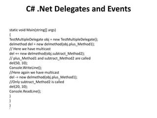 Delegates and events | PPTX