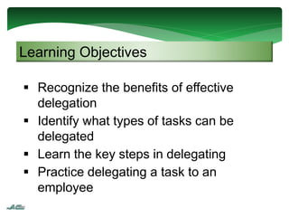 Delegation- New Supervisor Training | PPTX