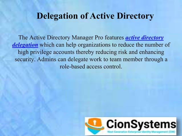 Delegation of Active Directory, cionsystems.com.pptx