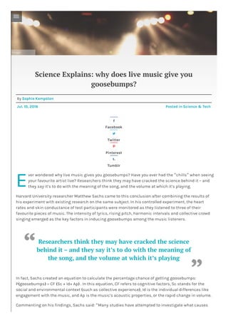 Science Explains: why does live music give you goosebumps? | PDF