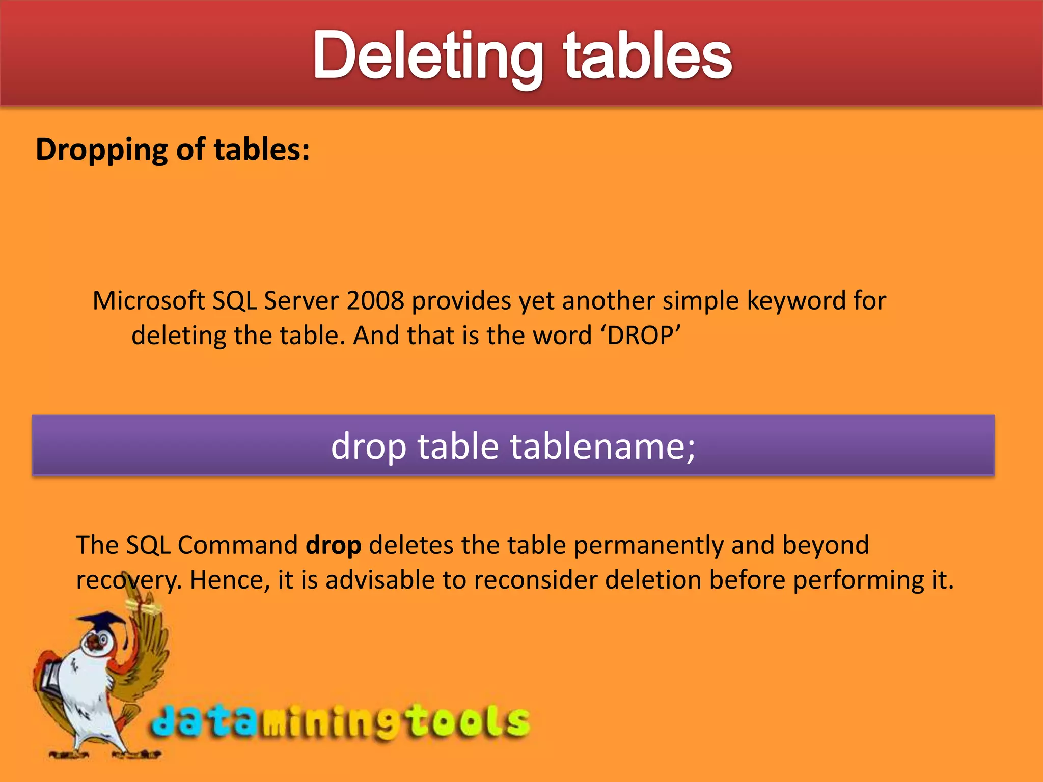 MS Sql Server: Deleting A Database | PPT