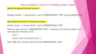 Deleting a vserver in Netapp cluster mode | PPTX