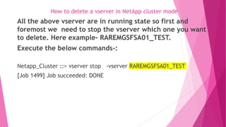 Deleting a vserver in Netapp cluster mode | PPTX