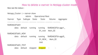 Deleting a vserver in Netapp cluster mode | PPTX