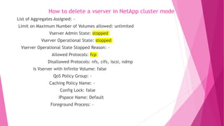 Deleting a vserver in Netapp cluster mode | PPTX