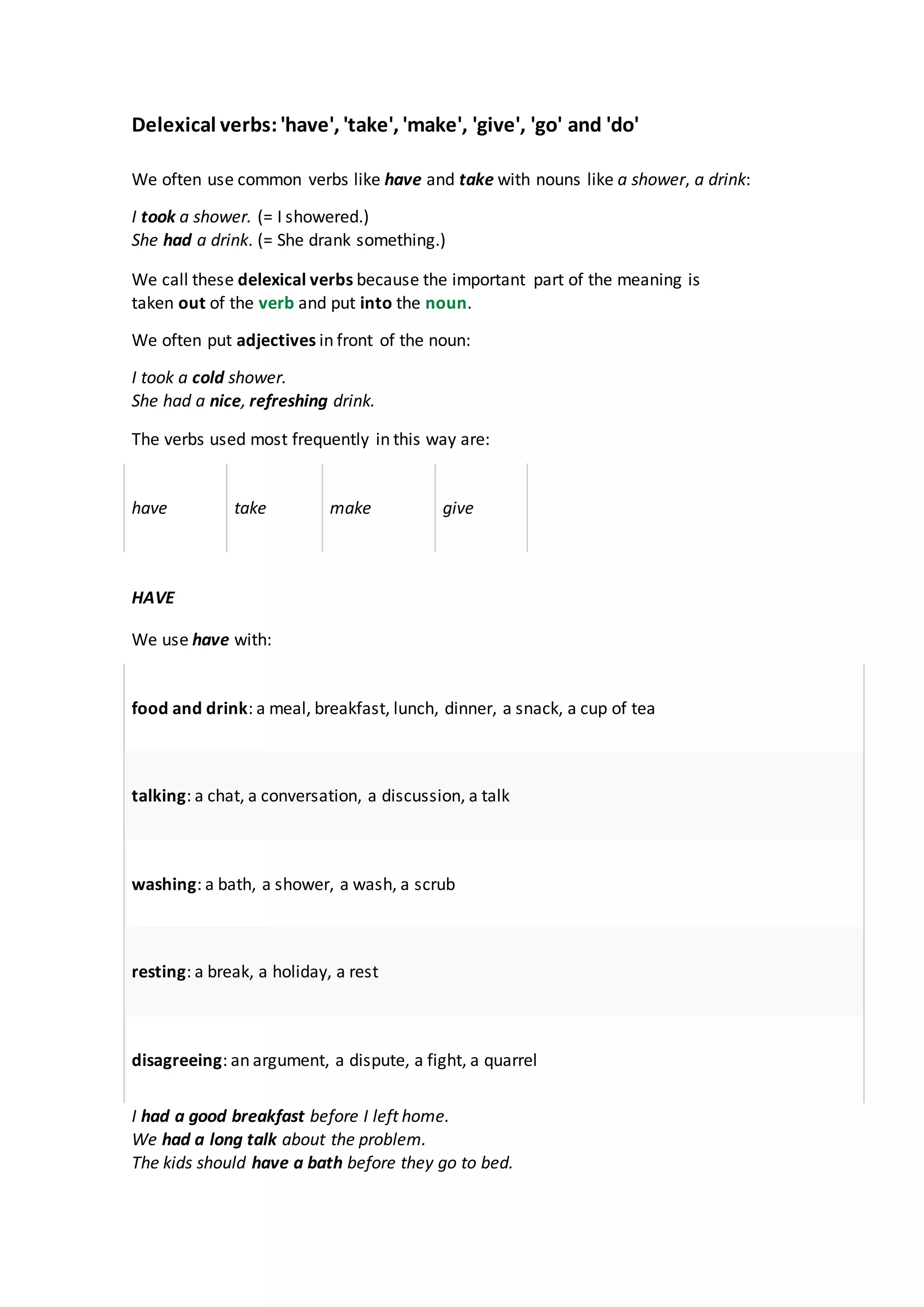 Delexical verbs | DOCX