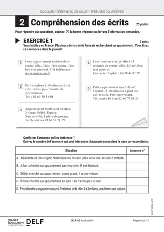 Exame DELF - A2 Francês pout tout public | PDF