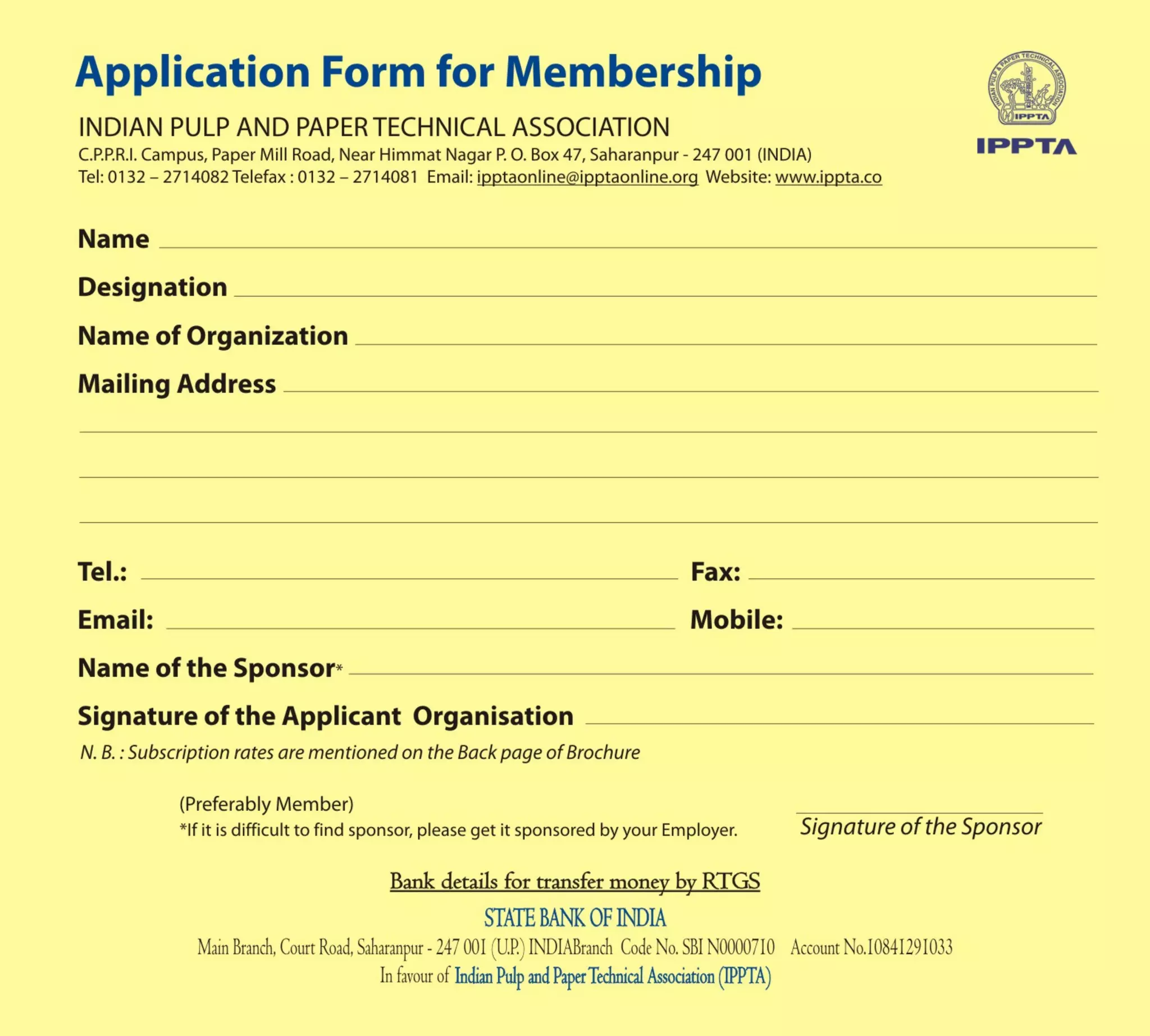 Application Form for becoming IPPTA Member | PPT