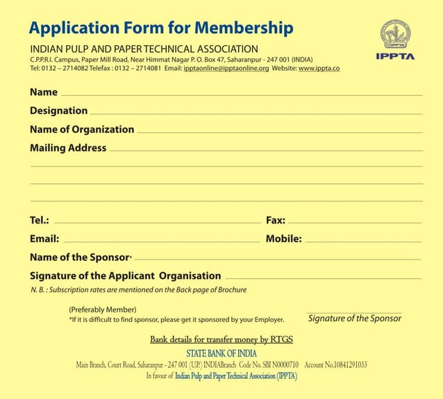 Application Form for becoming IPPTA Member | PPT