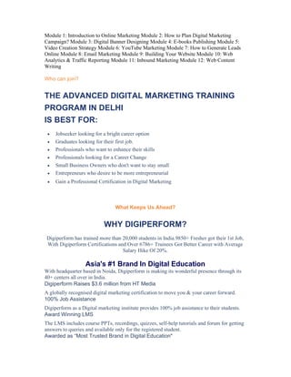 Digital Marketing Course in Delhi | PDF | Content Production | Hobbies ...