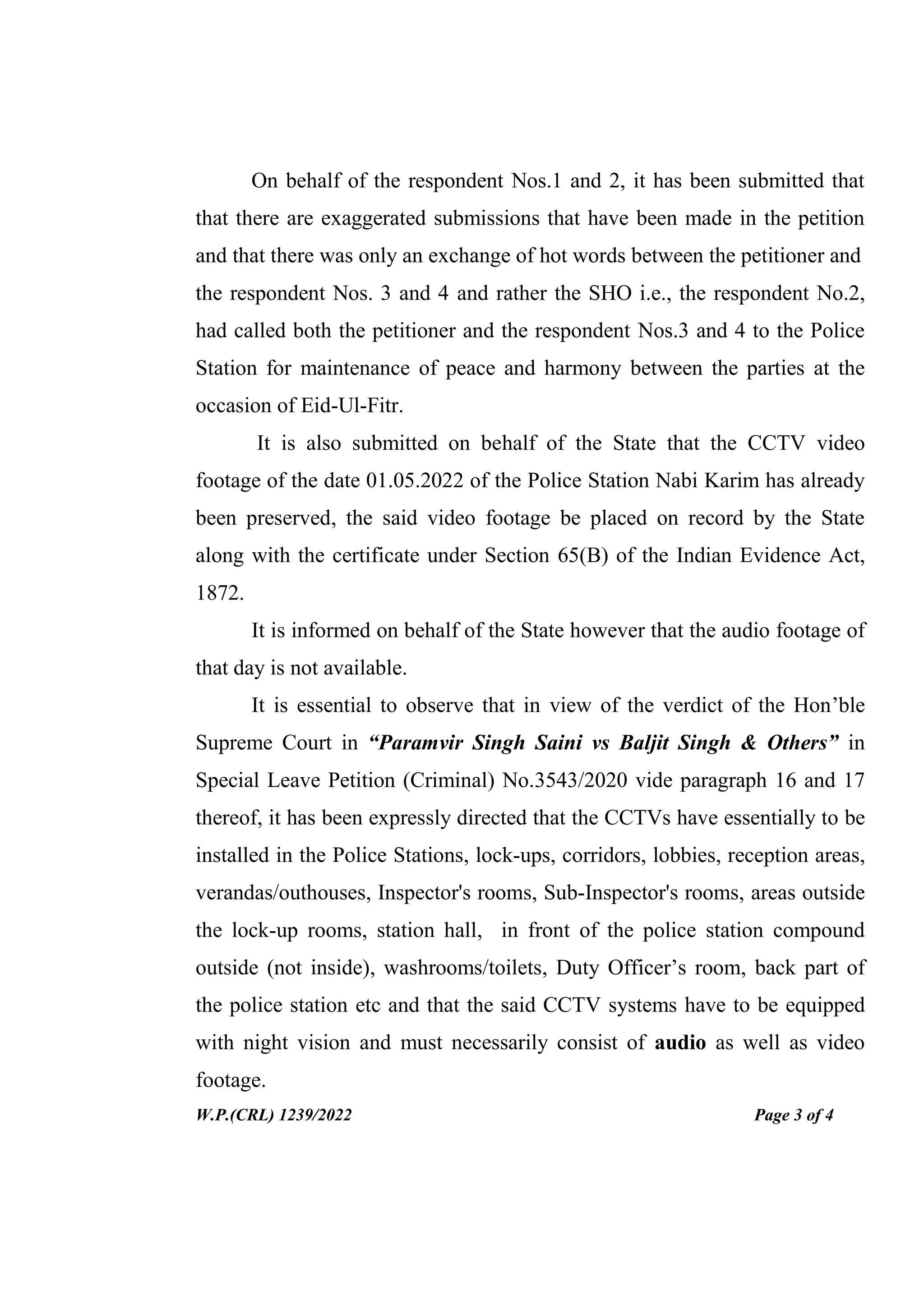 Delhi HC on installation of CCTV | PDF