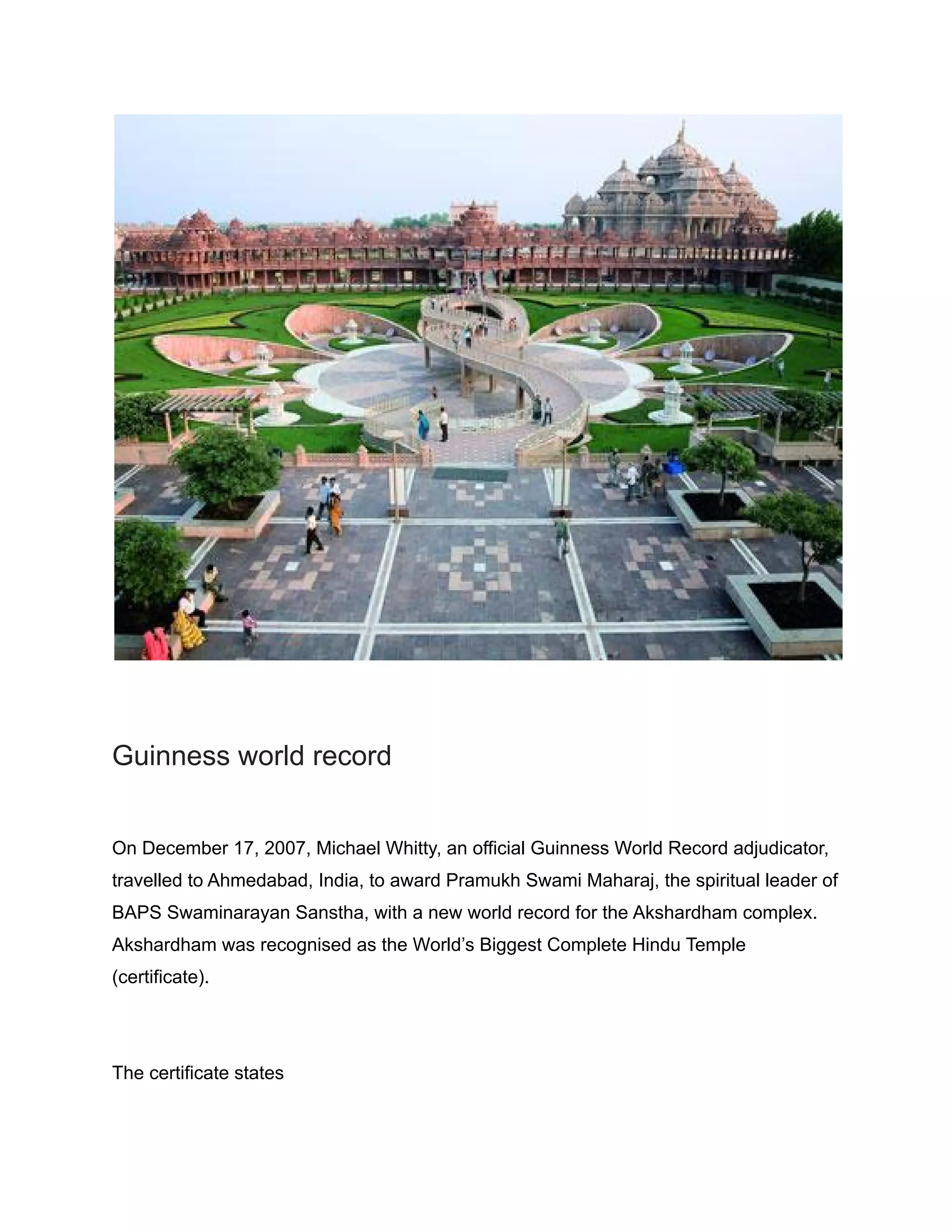 Why Akshardham Mandir have a Guinness Book of World Record? The History ...