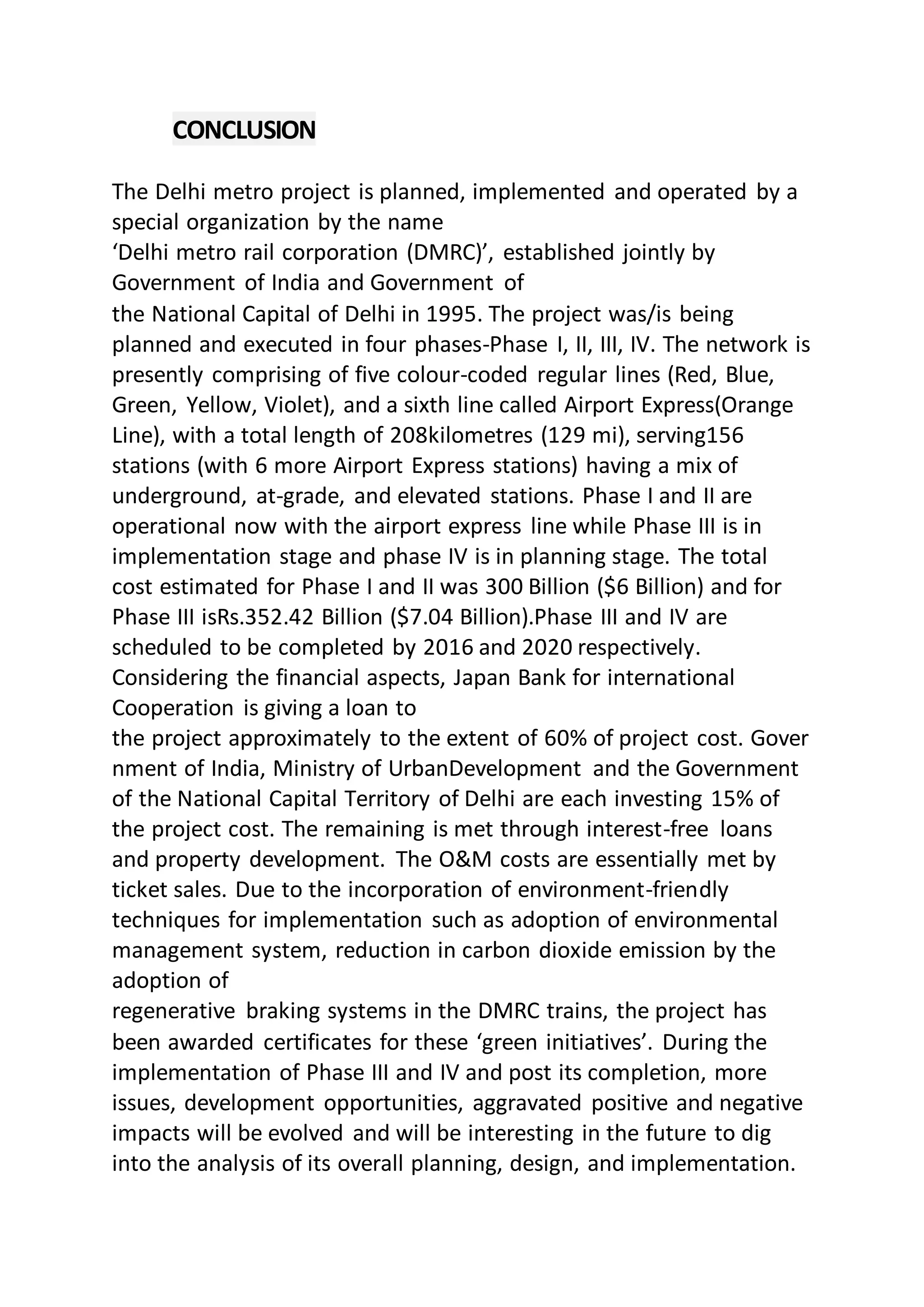 Delhi metro case study | DOCX